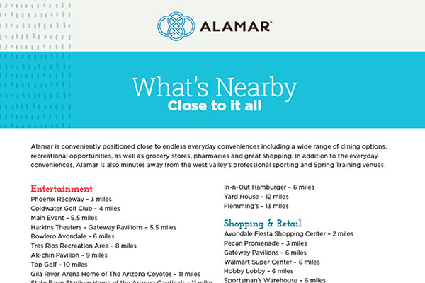 Maps and Collateral for Alamar Community in Avondale, AZ